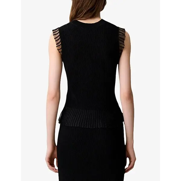 Claudie Pierlot Sleeveless Ruffled Knitted Top