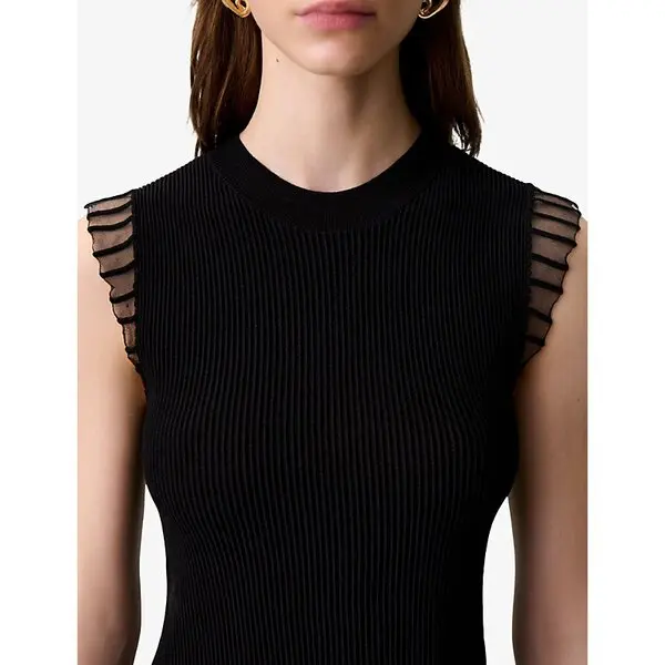 Claudie Pierlot Sleeveless Ruffled Knitted Top