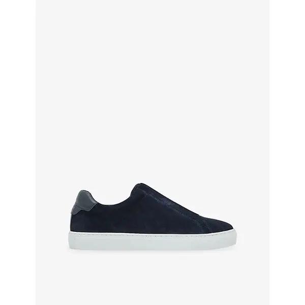 REISS Emil Suede Slip-on Trainers - Dark Navy