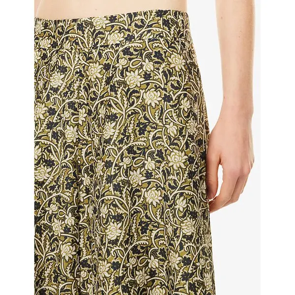 ME+EM Floral-print Cotton And Silk-blend Midi Skirt