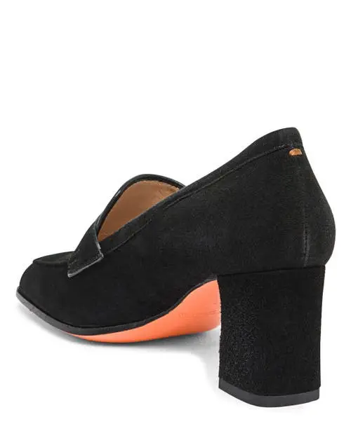 Santoni Suede High-heel Loafer Pumps