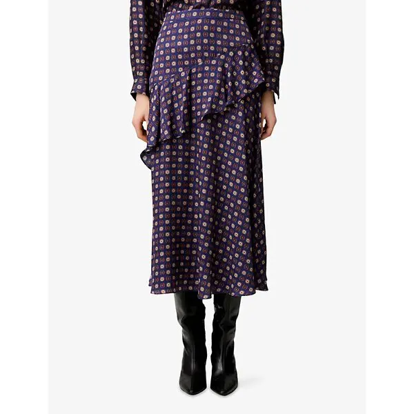 Claudie Pierlot Abstract Print High-rise Maxi Skirt