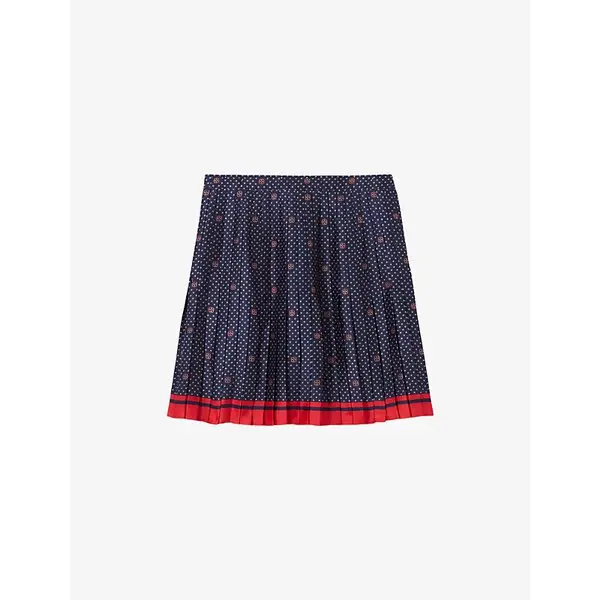 Claudie Pierlot Abstract-print Pleated Satin Mini Skirt - Dark Print