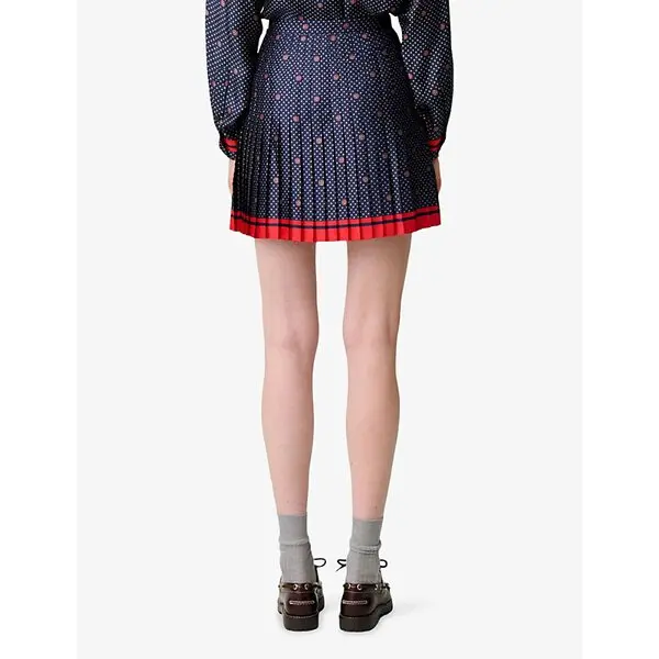 Claudie Pierlot Abstract-print Pleated Satin Mini Skirt