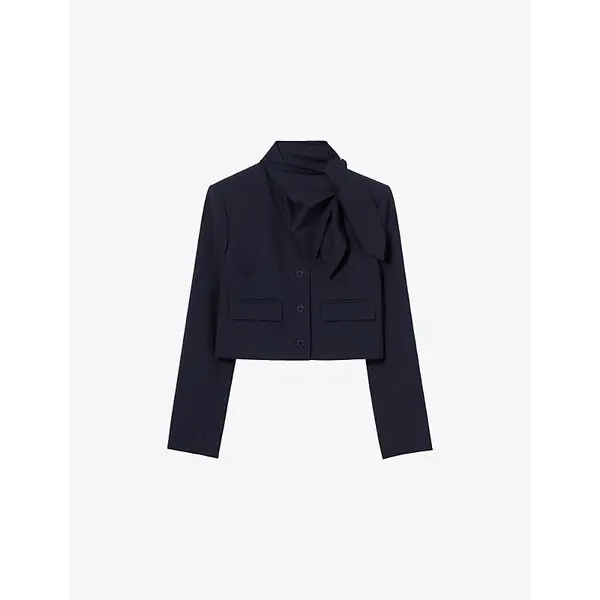 Claudie Pierlot Scarf-collar Cropped Wool-blend Jacket