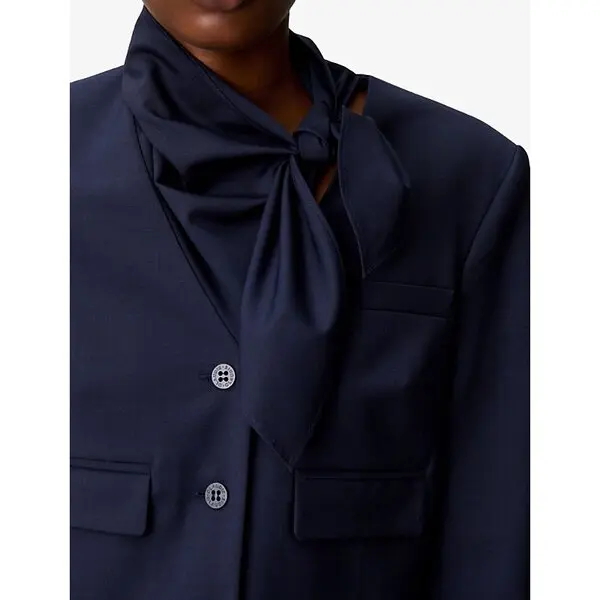 Claudie Pierlot Scarf-collar Cropped Wool-blend Jacket