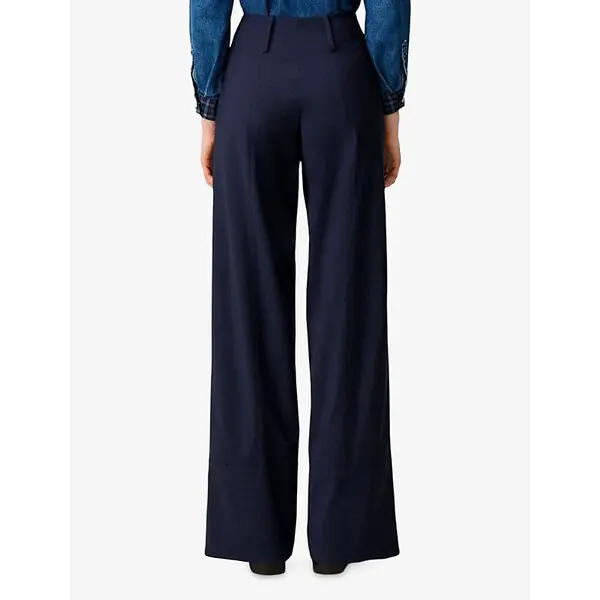 Claudie Pierlot Straight-leg Ankle-slit Wool-blend Trousers