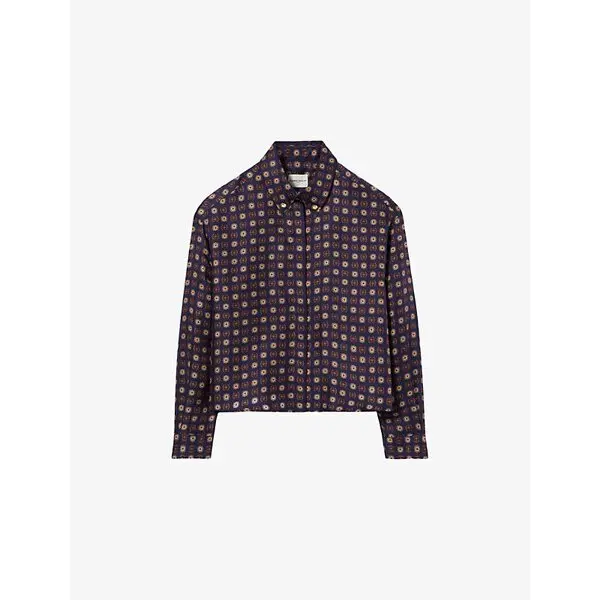 Claudie Pierlot Long-sleeved Abstract-print Silk Shirt