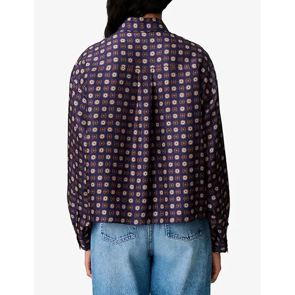 Claudie Pierlot Long-sleeved Abstract-print Silk Shirt
