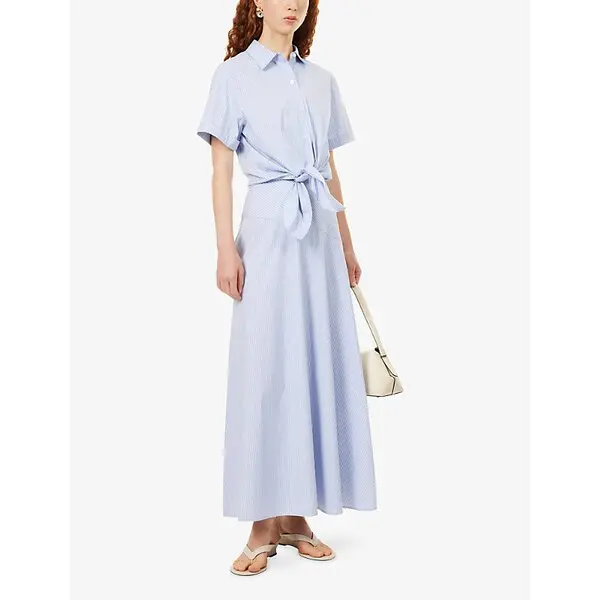 Theory A-line Pinstripe Cotton-blend Midi Skirt