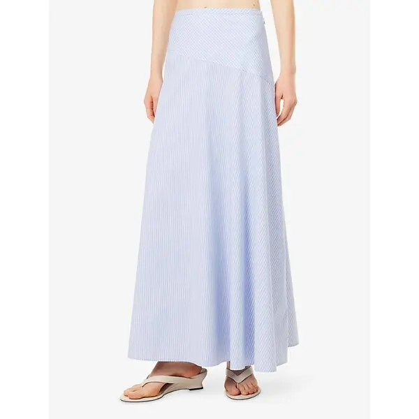 Theory A-line Pinstripe Cotton-blend Midi Skirt