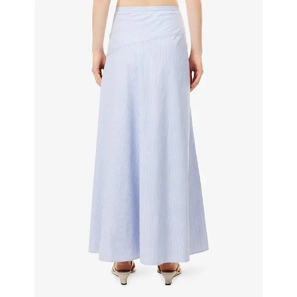 Theory A-line Pinstripe Cotton-blend Midi Skirt