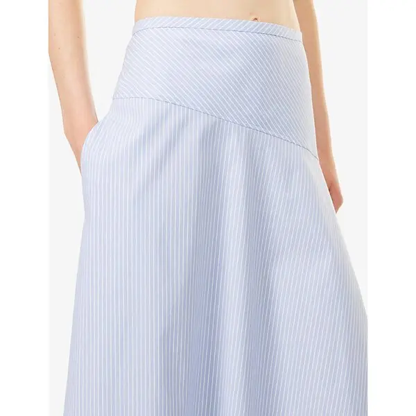 Theory A-line Pinstripe Cotton-blend Midi Skirt