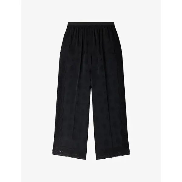 Sandro Cropped Jacquard-pattern Woven Trousers - Black