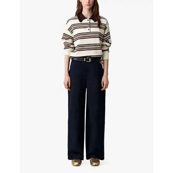 Claudie Pierlot Oversized Striped Knitted Polo Jumper