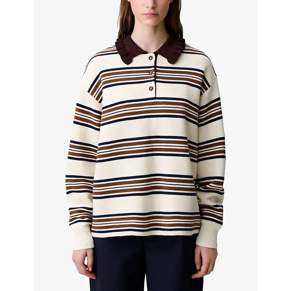 Claudie Pierlot Oversized Striped Knitted Polo Jumper