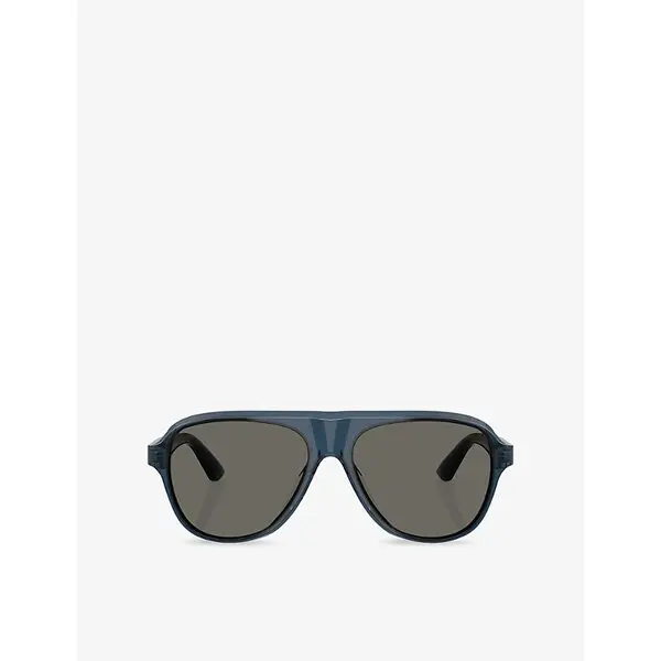 Oliver Spencer Aviator-frame Acetate Sunglasses - Blue