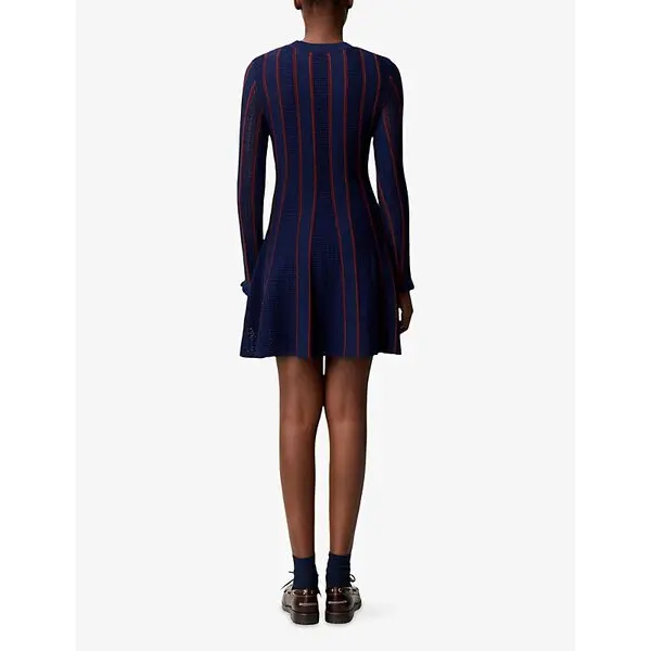 Claudie Pierlot Striped Long-sleeved Knitted Mini Dress