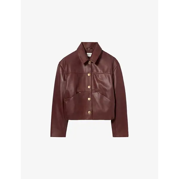 Claudie Pierlot Cropped High-neck Leather Jacket