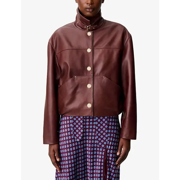 Claudie Pierlot Cropped High-neck Leather Jacket