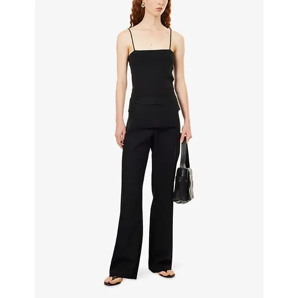 ST. AGNI Belted Straight-leg Wool Trousers