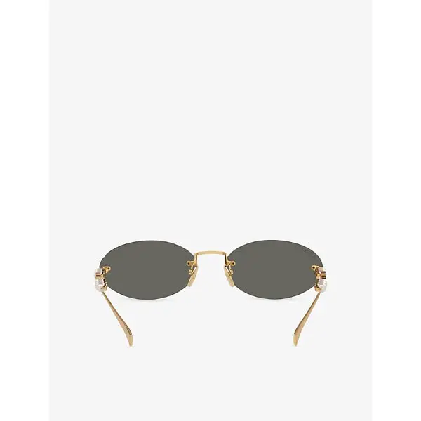 Gucci Metal Oval Frame Sunglasses With Logo Detail