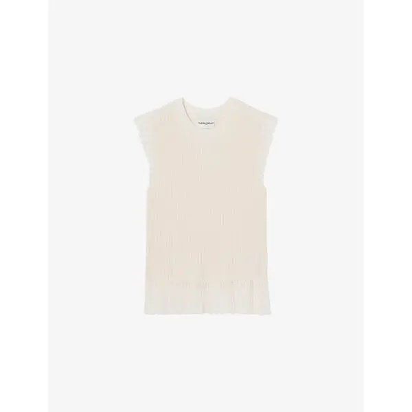 Claudie Pierlot Sleeveless Ribbed Knitted Top - Ecru