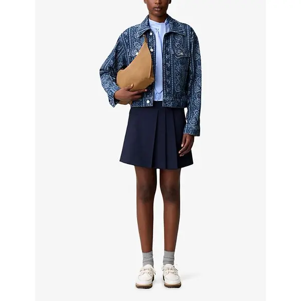 Claudie Pierlot Pleated Knitted Wool-blend Mini Skirt