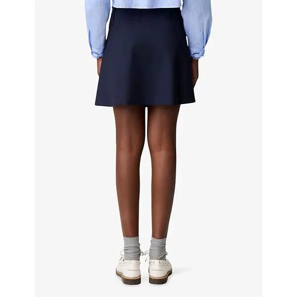 Claudie Pierlot Pleated Knitted Wool-blend Mini Skirt