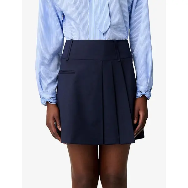 Claudie Pierlot Pleated Knitted Wool-blend Mini Skirt