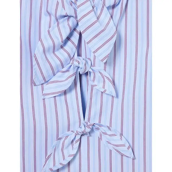 Claudie Pierlot Striped Tie-front Cotton-poplin Blouse