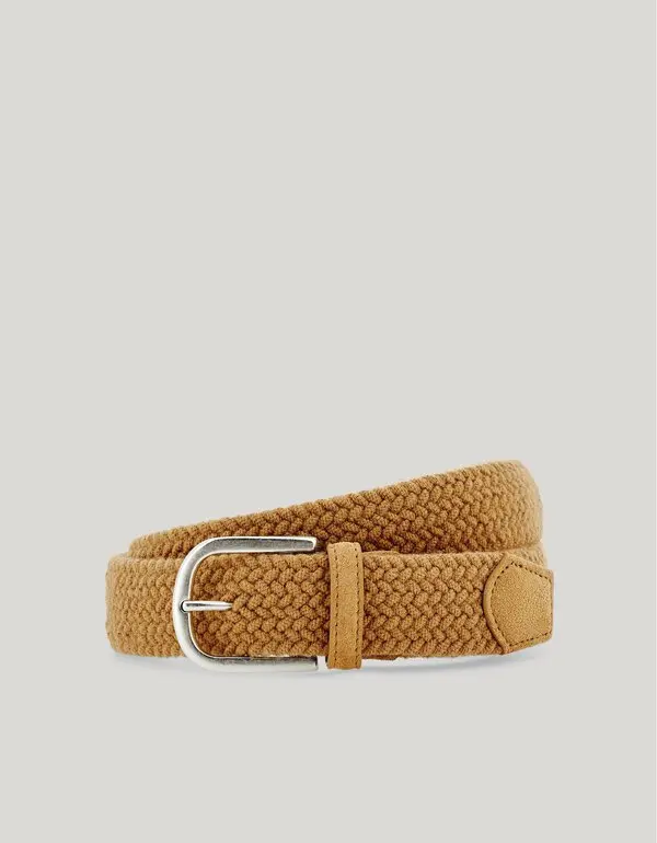 Canali Leather And Wool Braided Belt - Beige