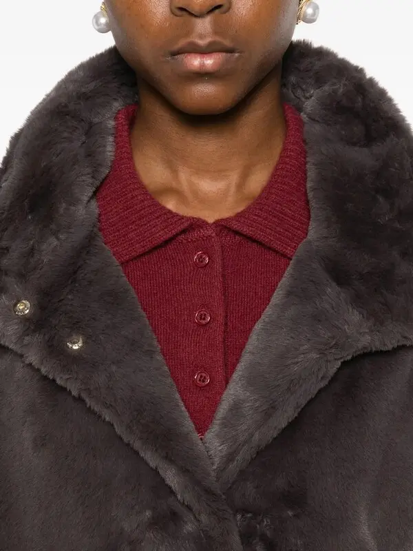 Herno Faux Fur High Collar Coat - Grey