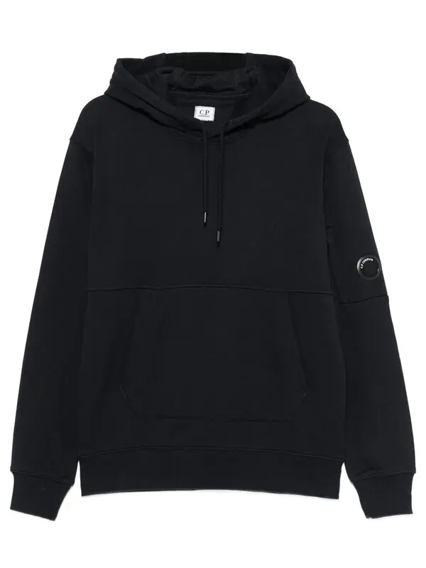 C.P. COMPANY Fleece Hoodie With Lens Detail - Blue