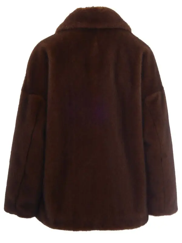 Herno Short Faux Fur Coat With Classic Collar - Brown