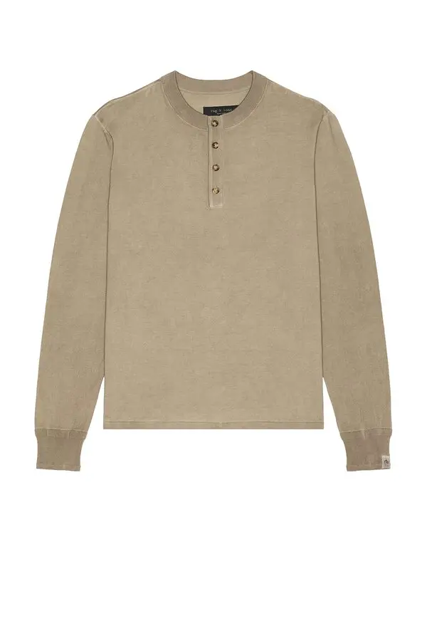 Rag & Bone Washed Supima Henley In Grey