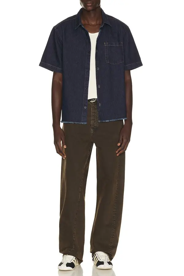 PERCIVAL Harley Denim Cropped Boxy Shirt In Blue