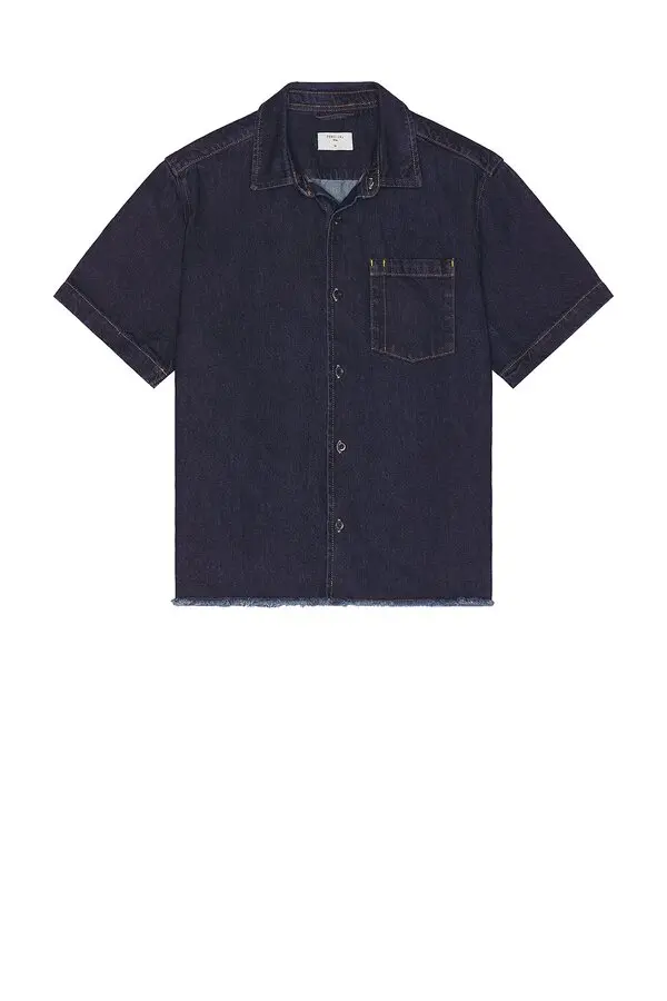 PERCIVAL Harley Denim Cropped Boxy Shirt In Blue