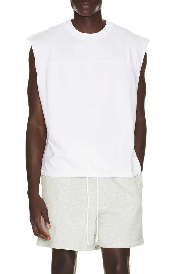 SKIMS Heavyweight Cotton Cropped Cutoff Tee In Cream - Chalk