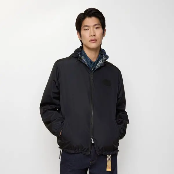 Burberry Reversible Check Newport Hooded Jacket - Pilot Blue