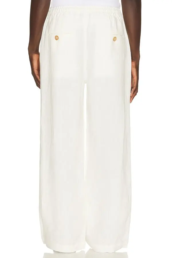 Commas Wide Leg Linen Trousers - White