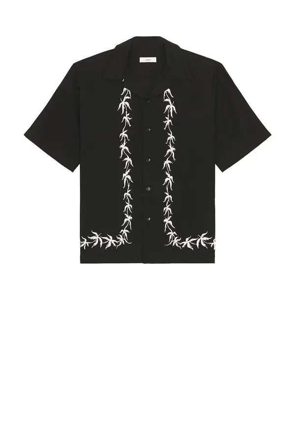 Commas Palm Embroidery Bowling Shirt
