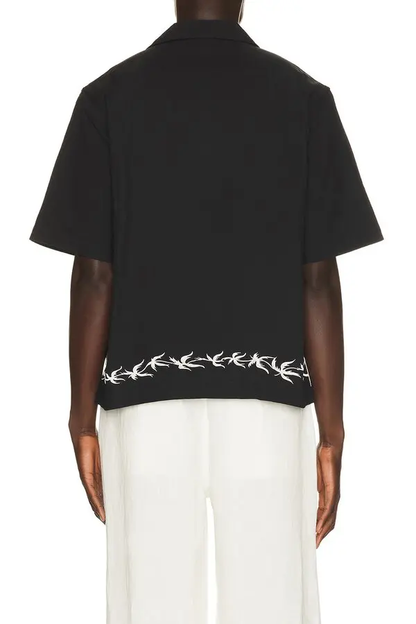 Commas Palm Embroidery Bowling Shirt
