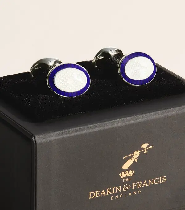 DEAKIN & FRANCIS Sterling Silver And Enamel Oval Cufflinks