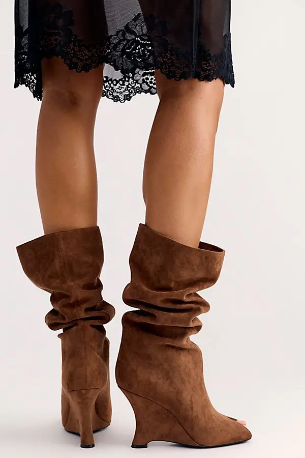 Free People Slouchy Peep-toe Wedge Boots
