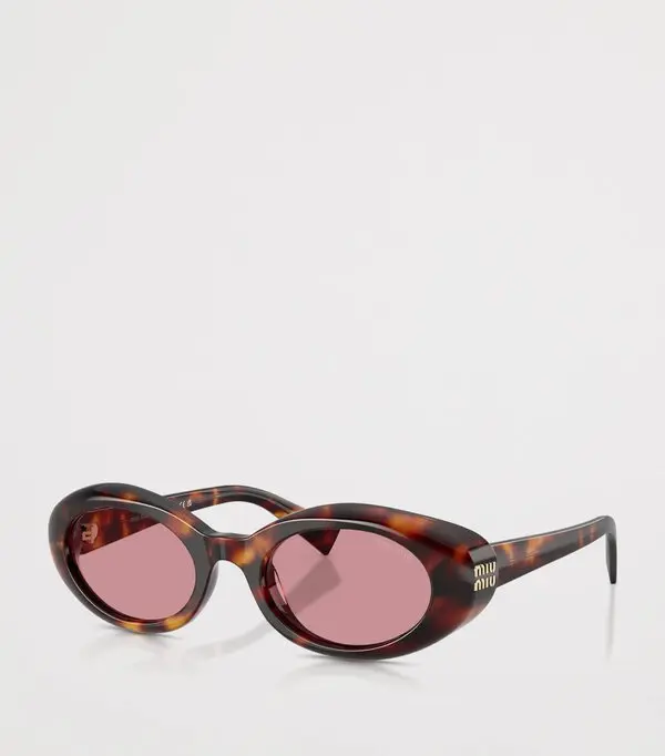 Miu Miu Oval Wrap-around Sunglasses With Tortoiseshell Effect
