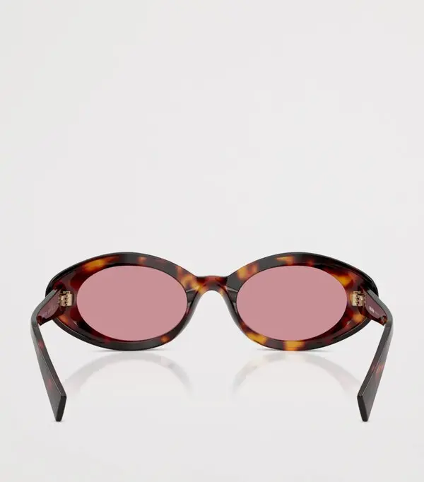 Miu Miu Oval Wrap-around Sunglasses With Tortoiseshell Effect