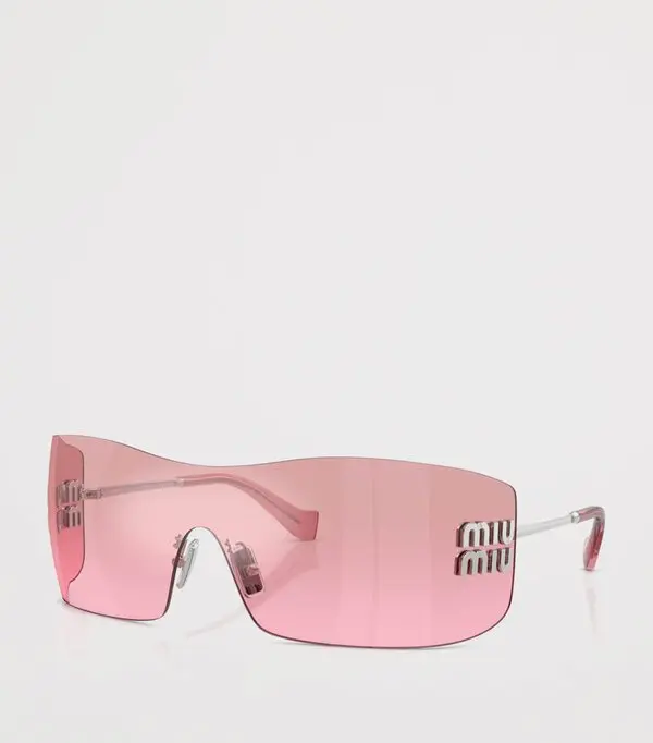 Miu Miu Rimless Shield Sunglasses - Silver
