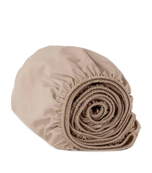 HAMAM Organic Cotton Sateen Core King Fitted Sheet - Brown
