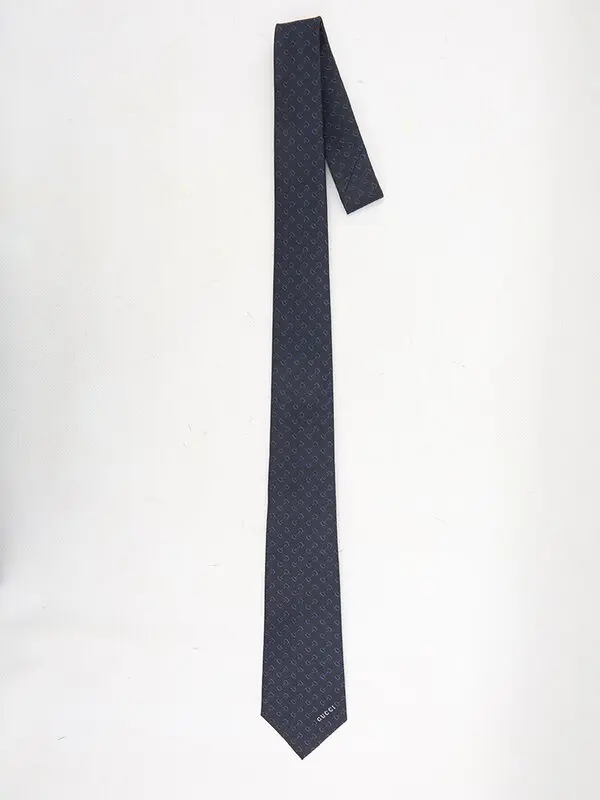 Gucci Horsebit-print Neck Tie - Navyblue